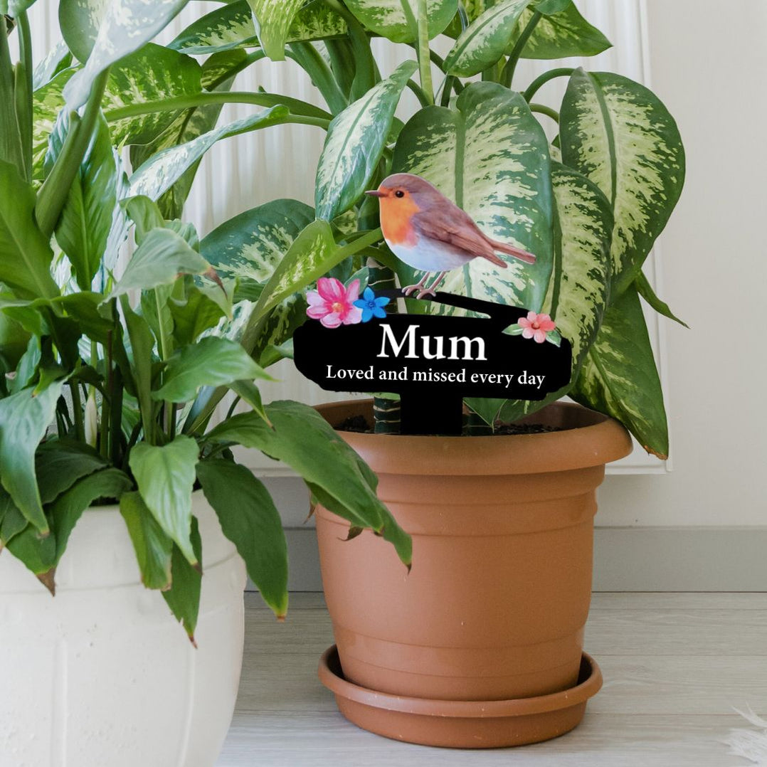 'Mum' Large Robin Pot Stake — Flory's Online