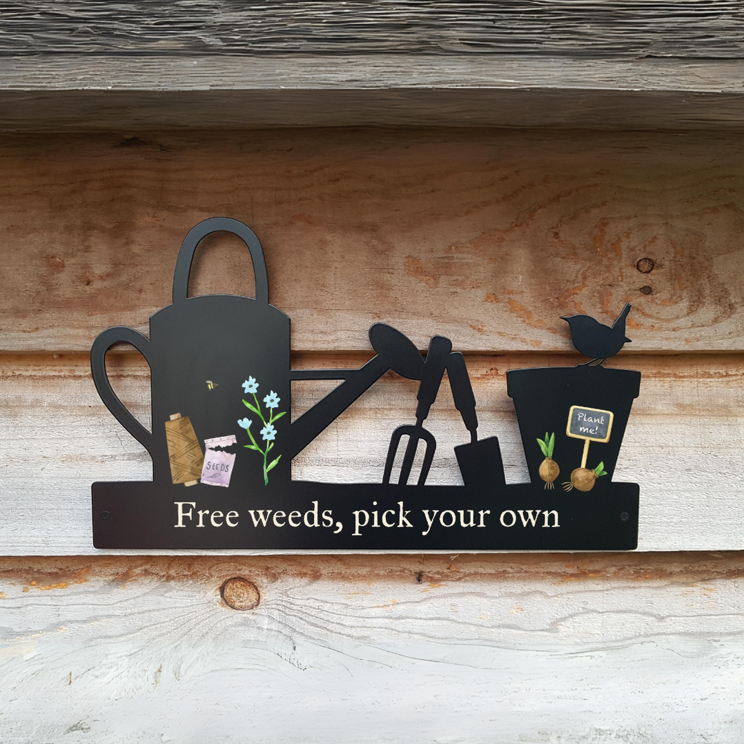 'Free weeds, pick your own' Large Garden Wall Art - Flory's Online