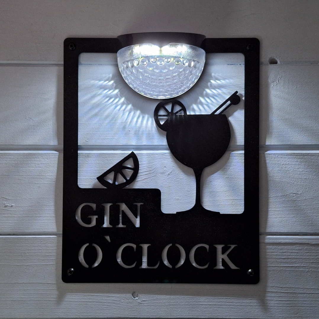 Gin O'Clock Sign with Solar Powered Light — Flory's Online