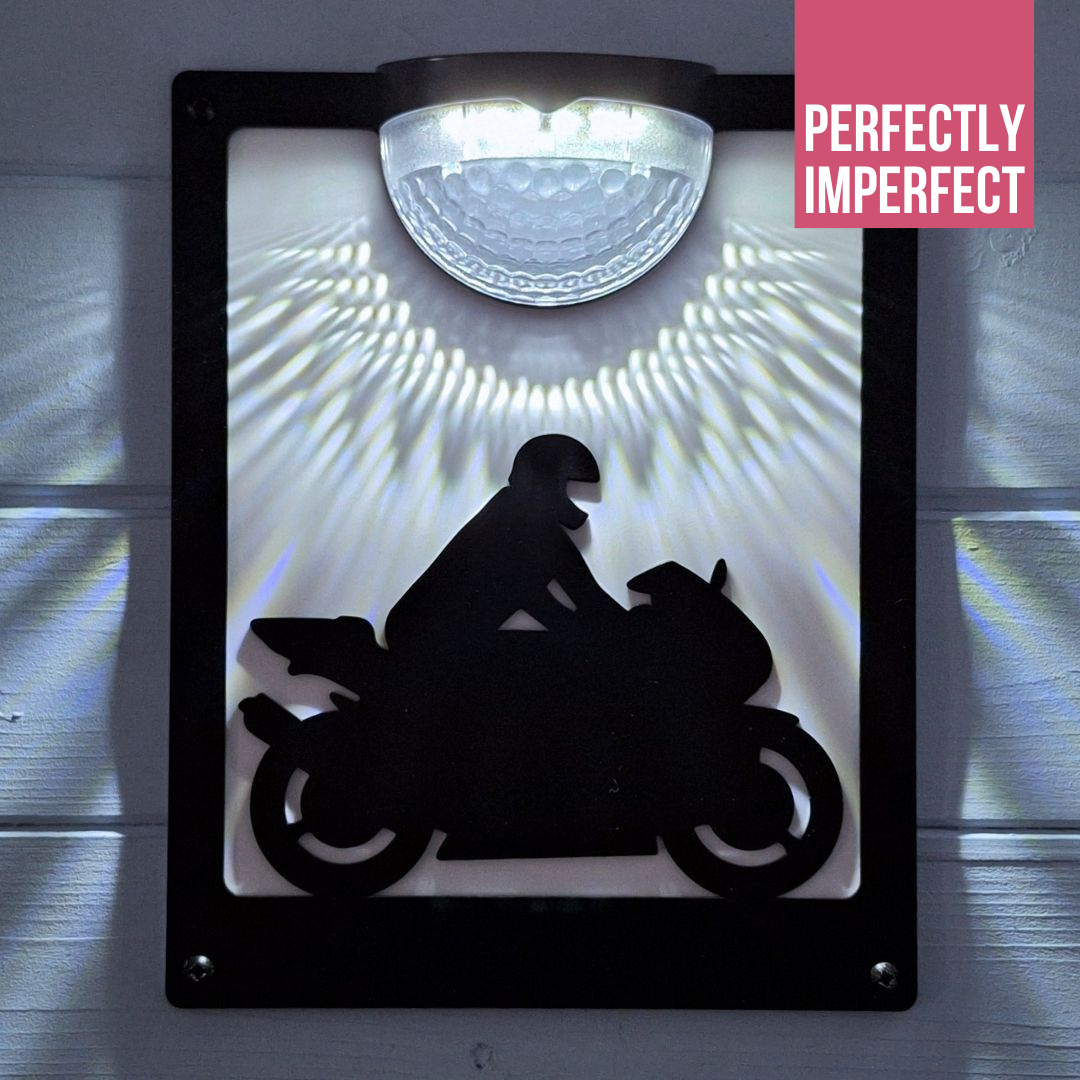 IMPERFECT- Sports Motorbike Solar Light Wall Plaque — Flory's Online