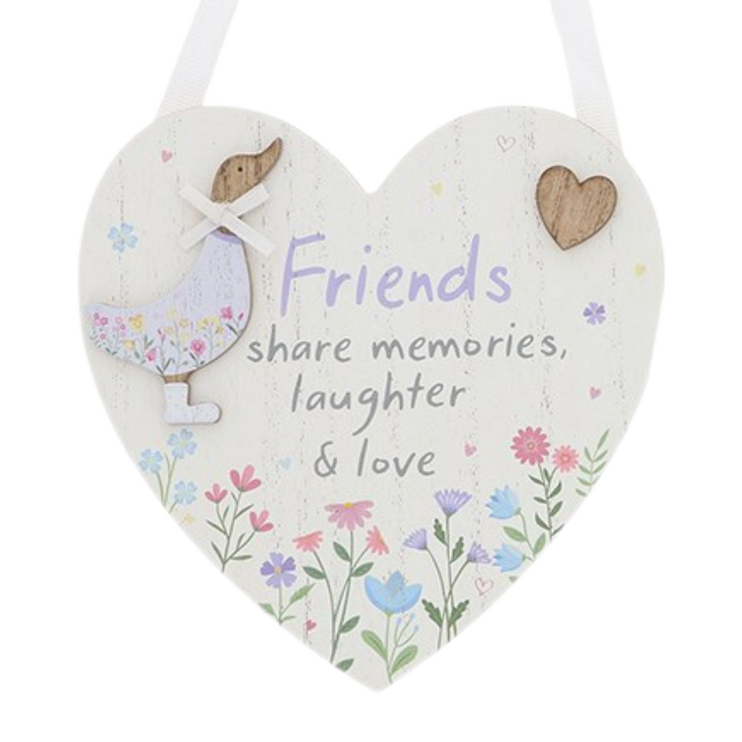 Ditsy Ducks Friends Hanging Heart Plaque — Flory's Online