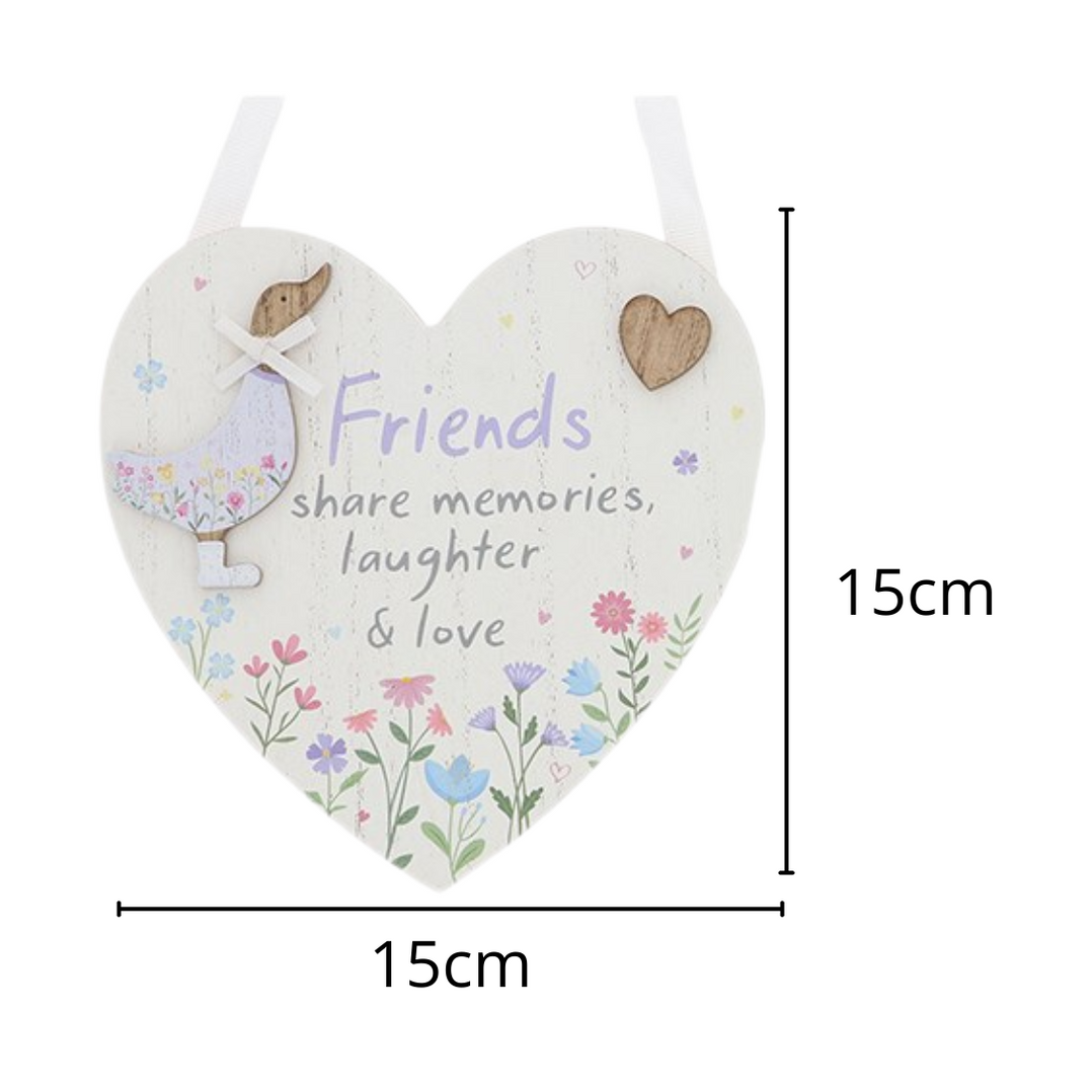 Ditsy Ducks Friends Hanging Heart Plaque — Flory's Online