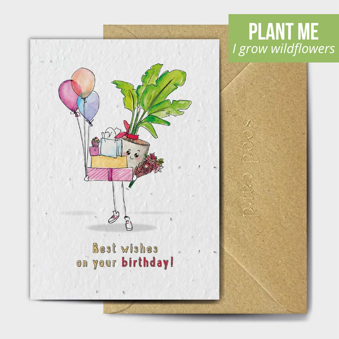 Plantable Happy Birthday Wishes Seeded Card — Flory's Online