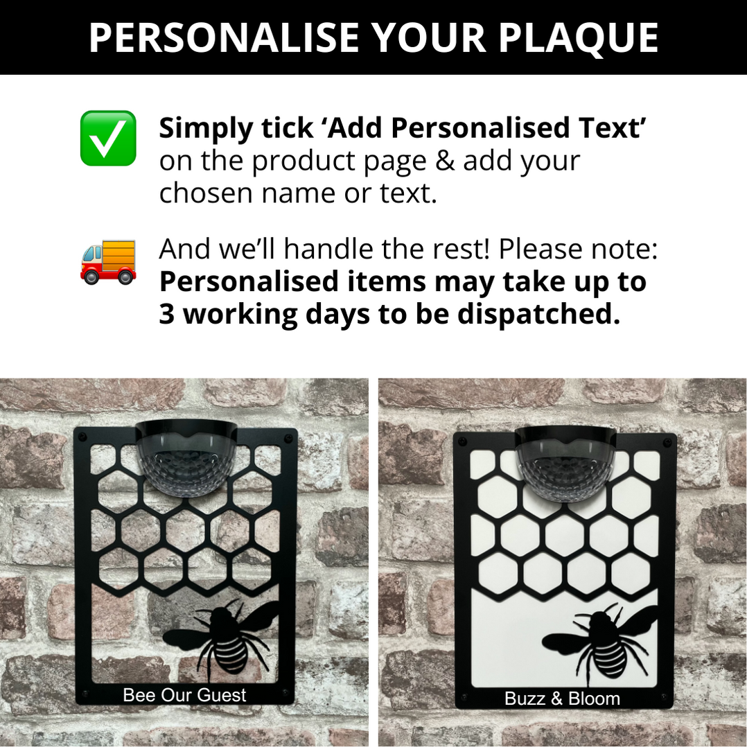 Beehive and Bee design plaque with powerful bright solar powered LED ...