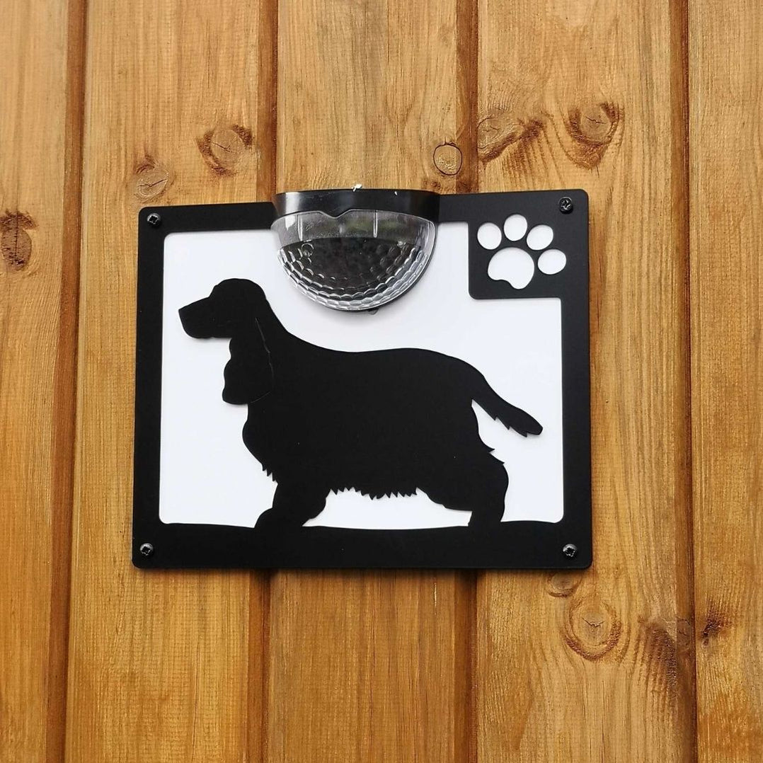 Cocker Spaniel Dog Solar-Powered LED Light Wall Shed Plaque — Flory's ...
