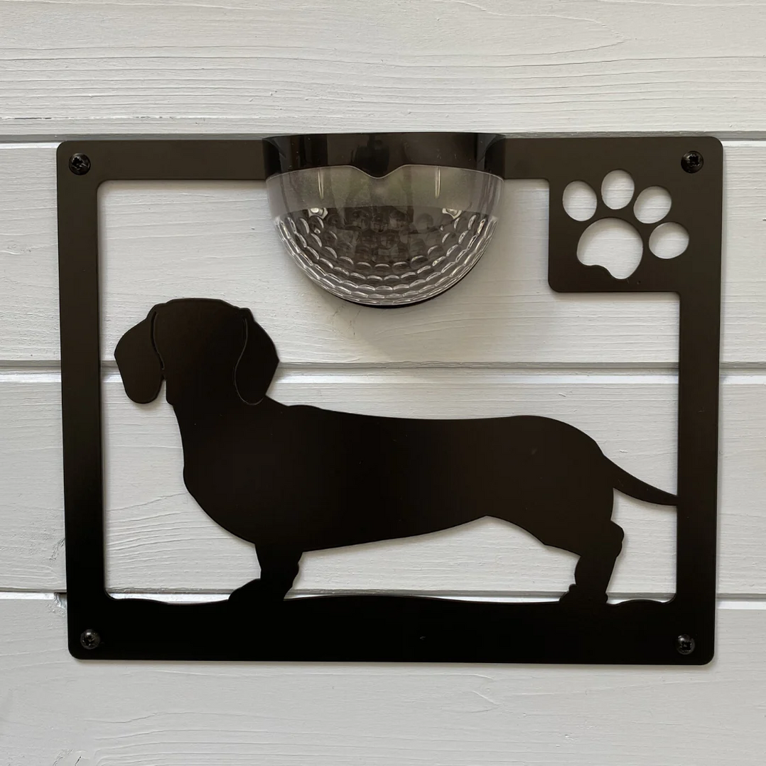 Dachshund Dog Solar-Powered LED Light Wall Shed Plaque — Flory's Online