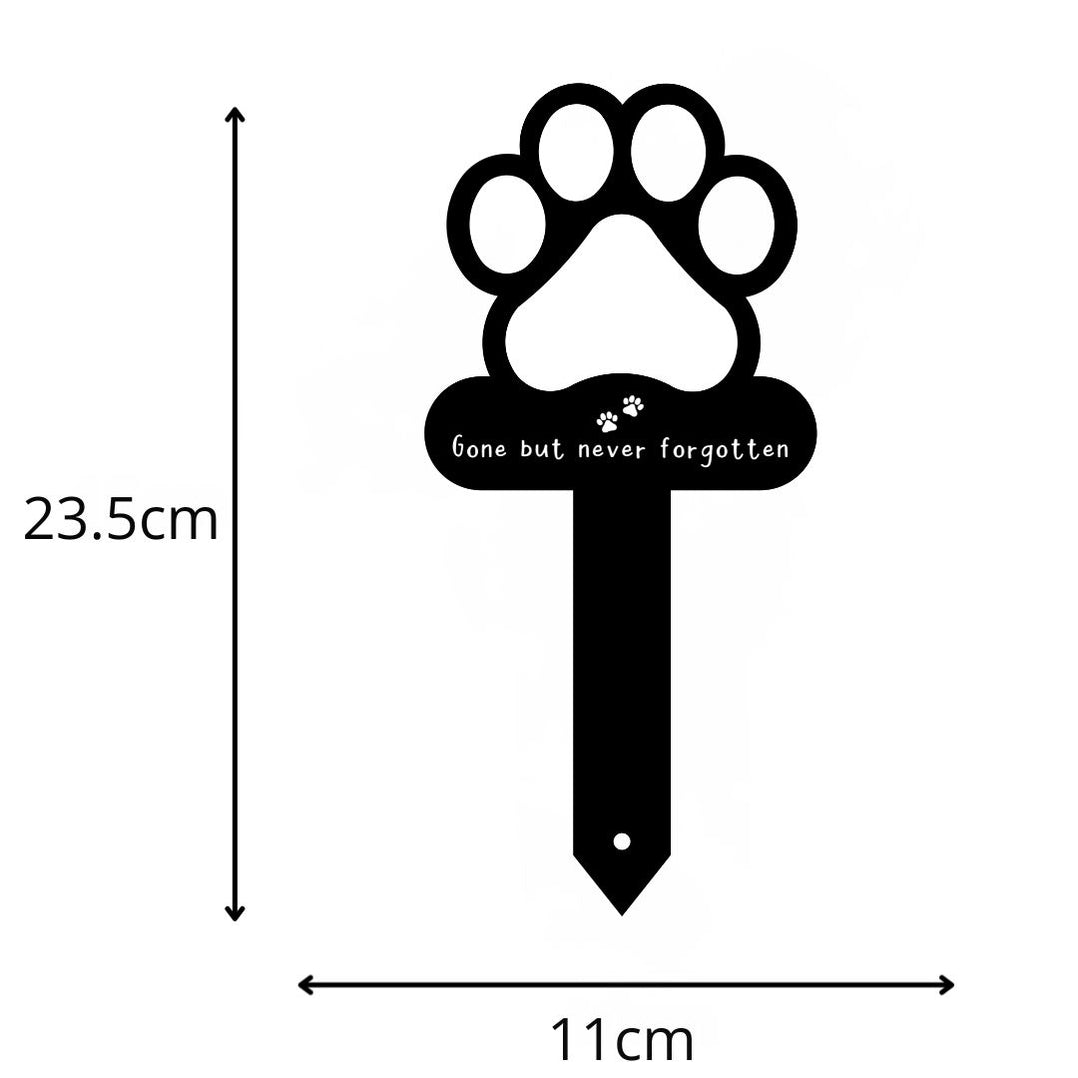 Gone but never forgotten - Memorial Paw Print Metal Stake | Flory's Online
