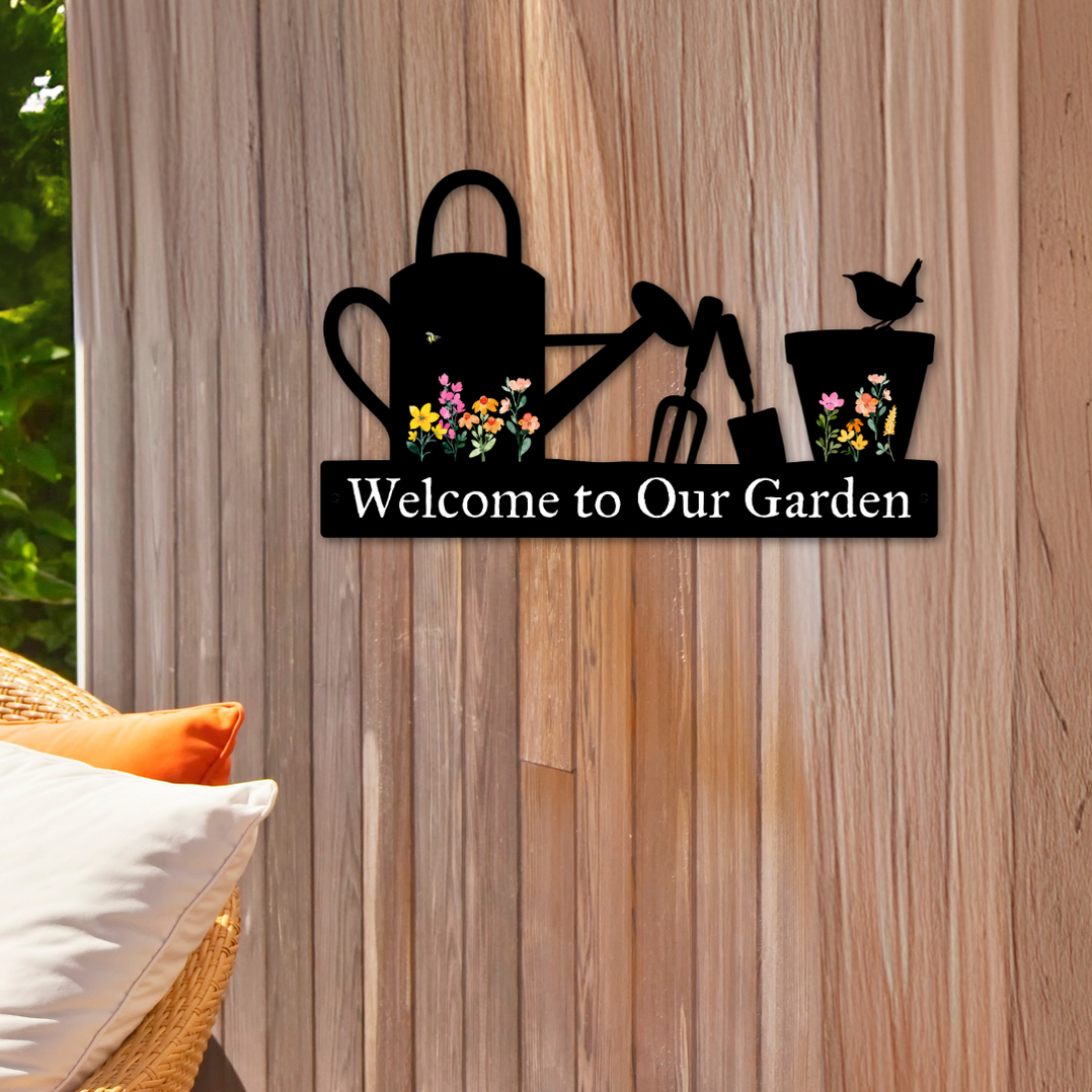 'Welcome to Our Garden' Large Garden Wall Art - Flory's Online