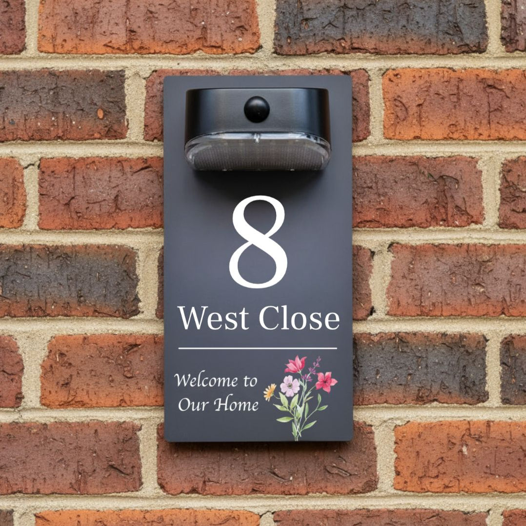 'Welcome to Our Home' Motion Sensor Solar House Name Sign — Flory's Online