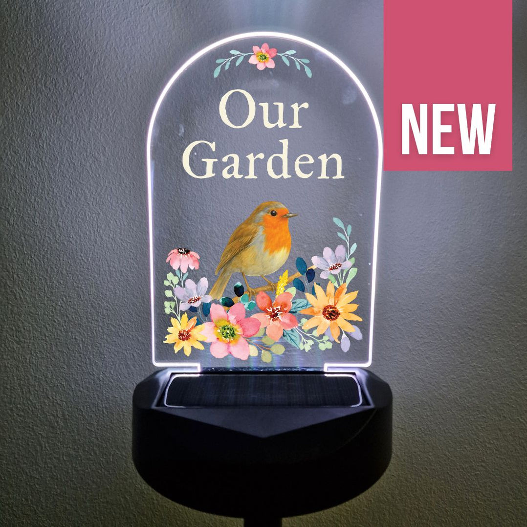 'Our Garden' Robin Solar Stake - Flory's Online