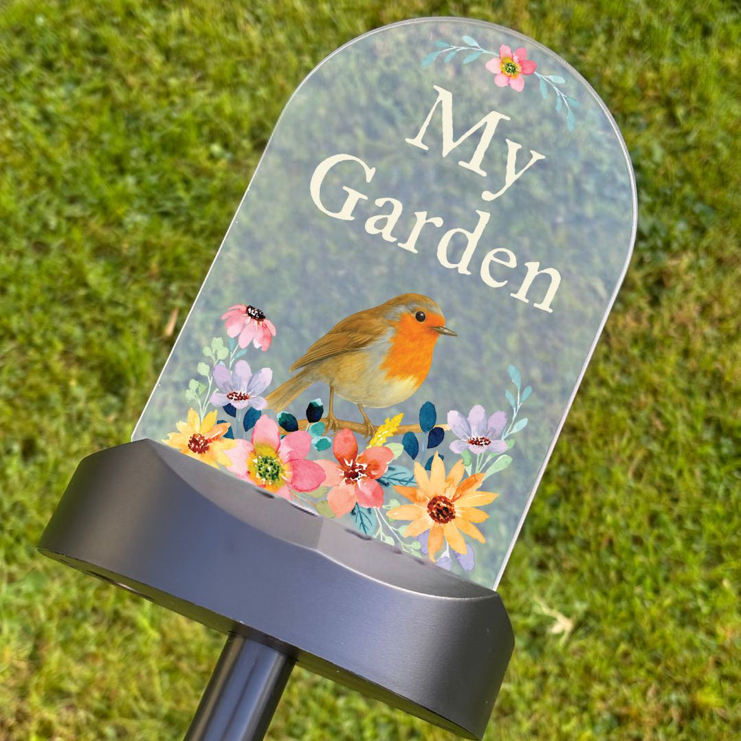 'My Garden' Robin Solar Stake - Flory's Online