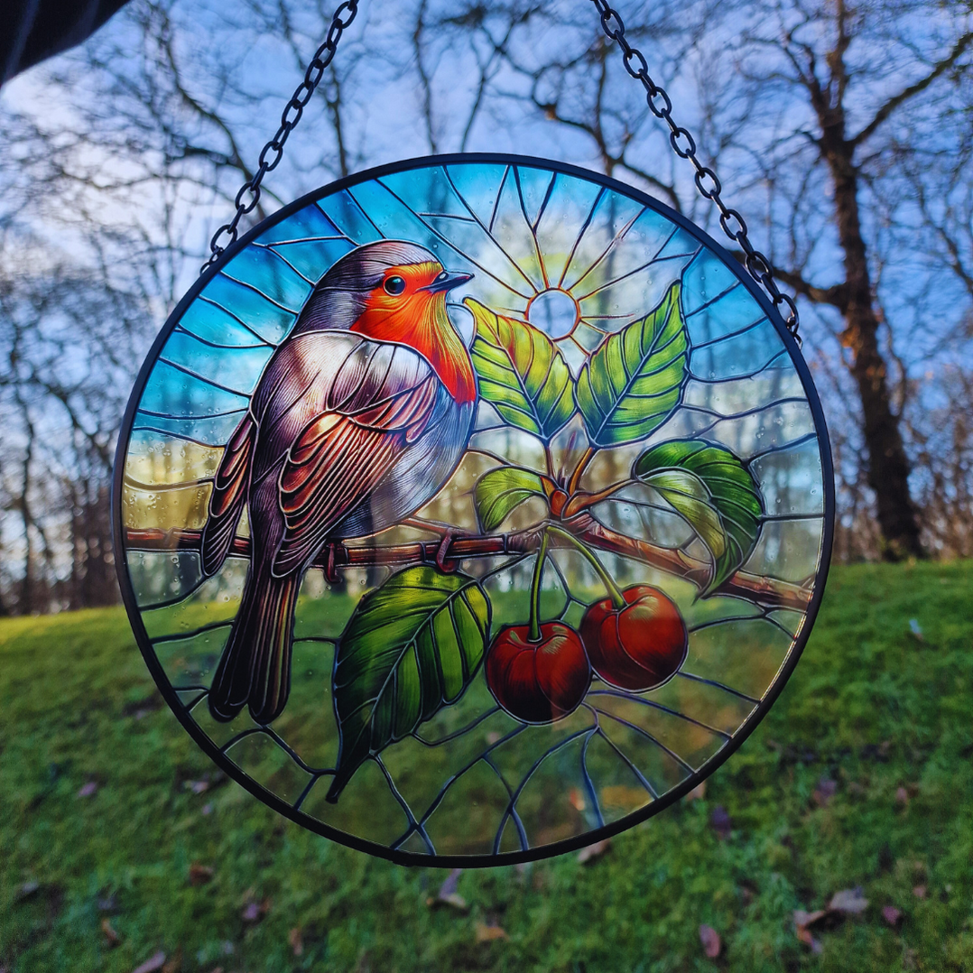 Large Glass Hanging Robin Suncatcher — Flory's Online
