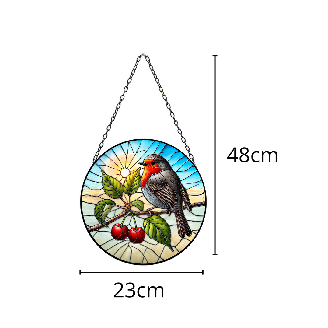 Large Glass Hanging Robin Suncatcher — Flory's Online