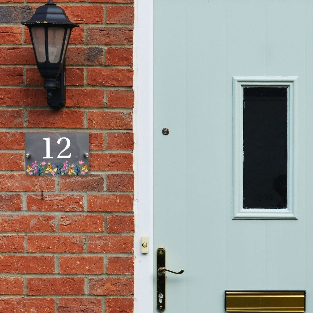 Yellow Floral House Number Sign - Flory's Online