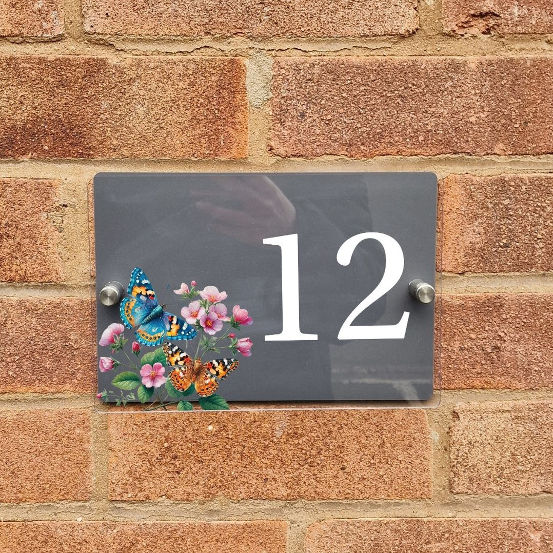 Butterfly Floral House Number Sign - Flory's Online