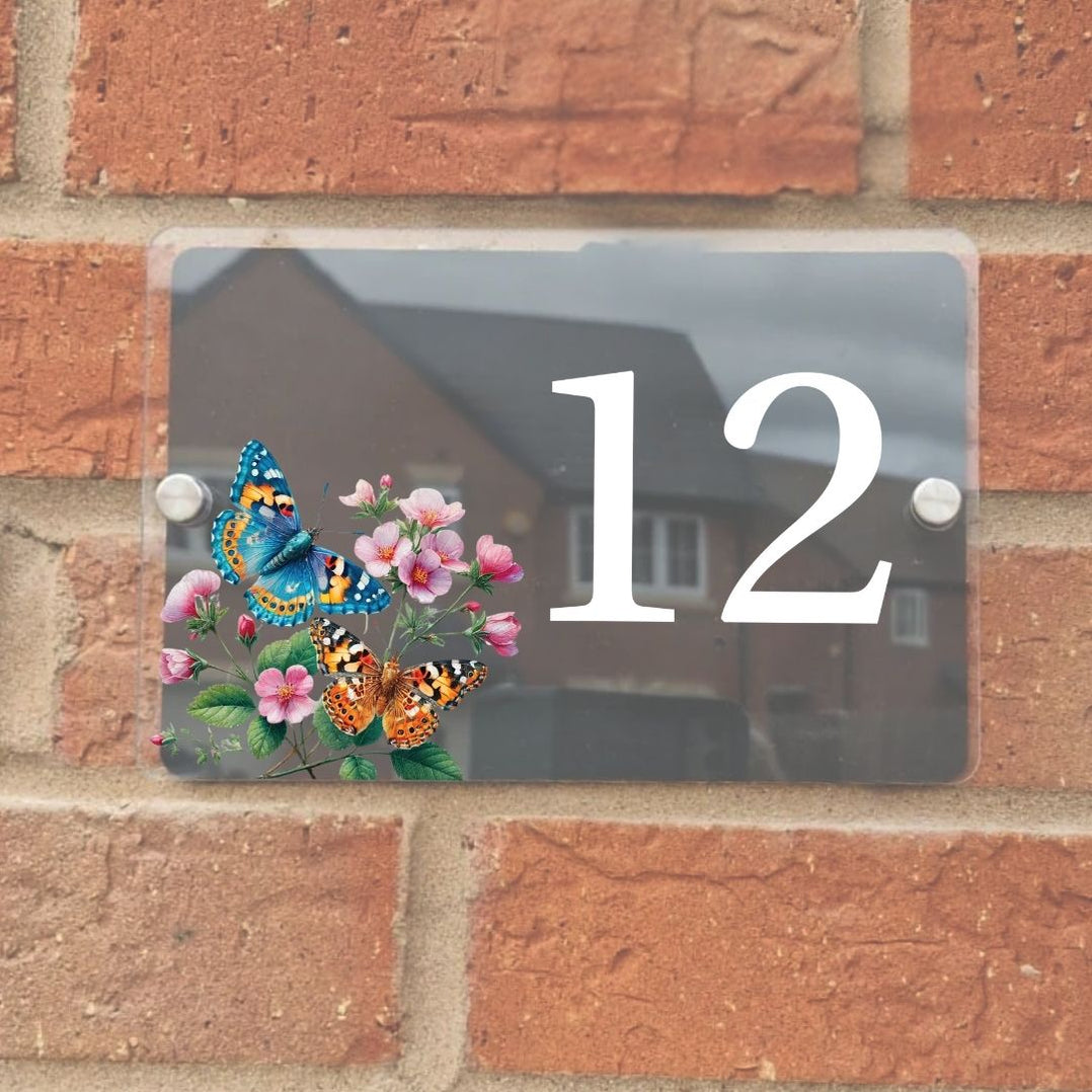 Butterfly Floral House Number Sign - Flory's Online