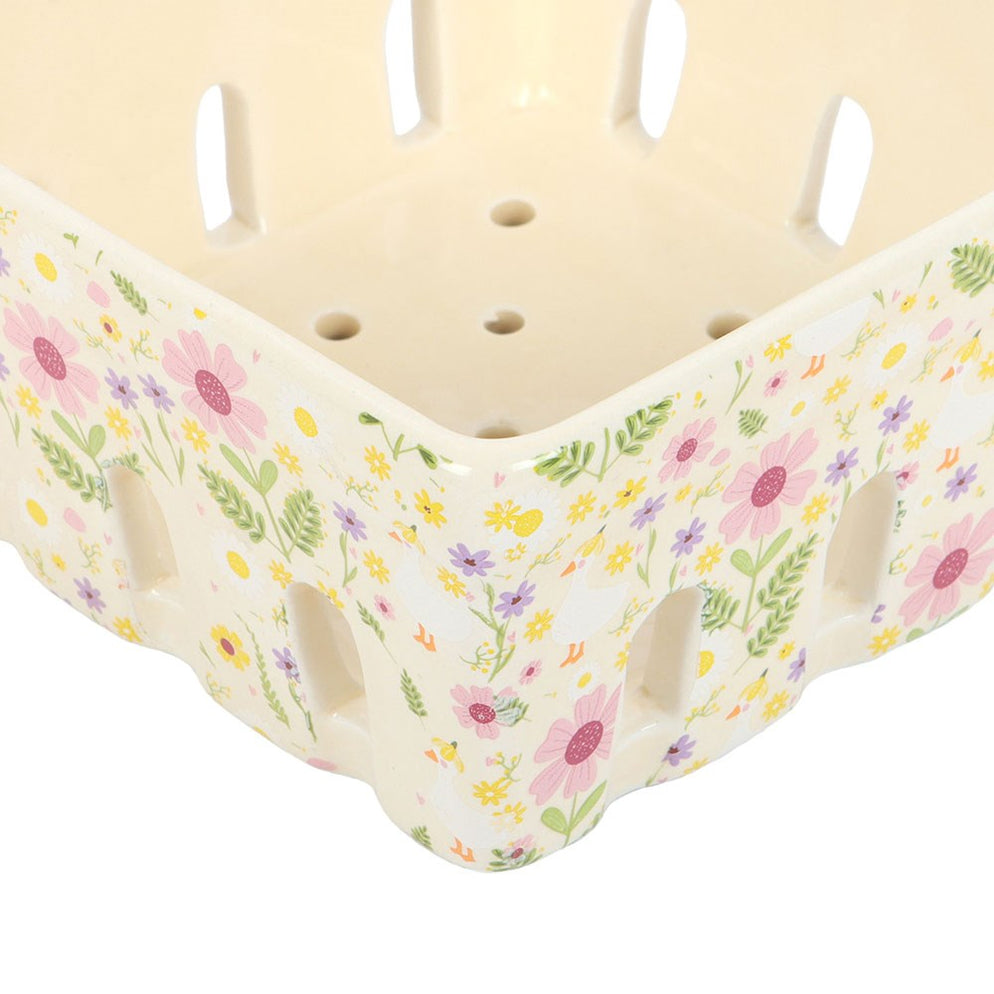 Daisy & Duck Print Ceramic Berry Basket — Flory's Online