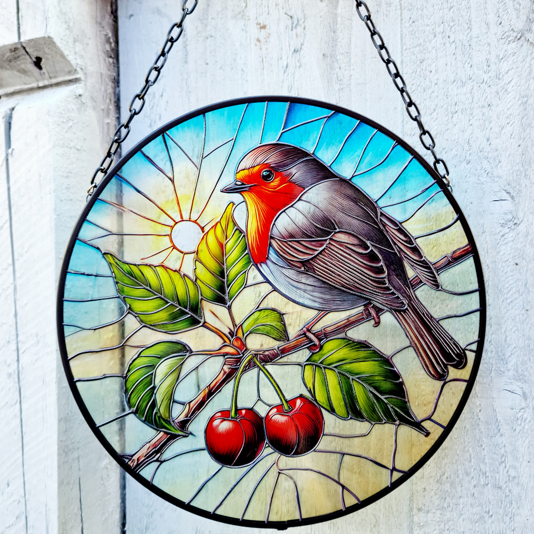 Large Glass Hanging Robin Suncatcher — Flory's Online