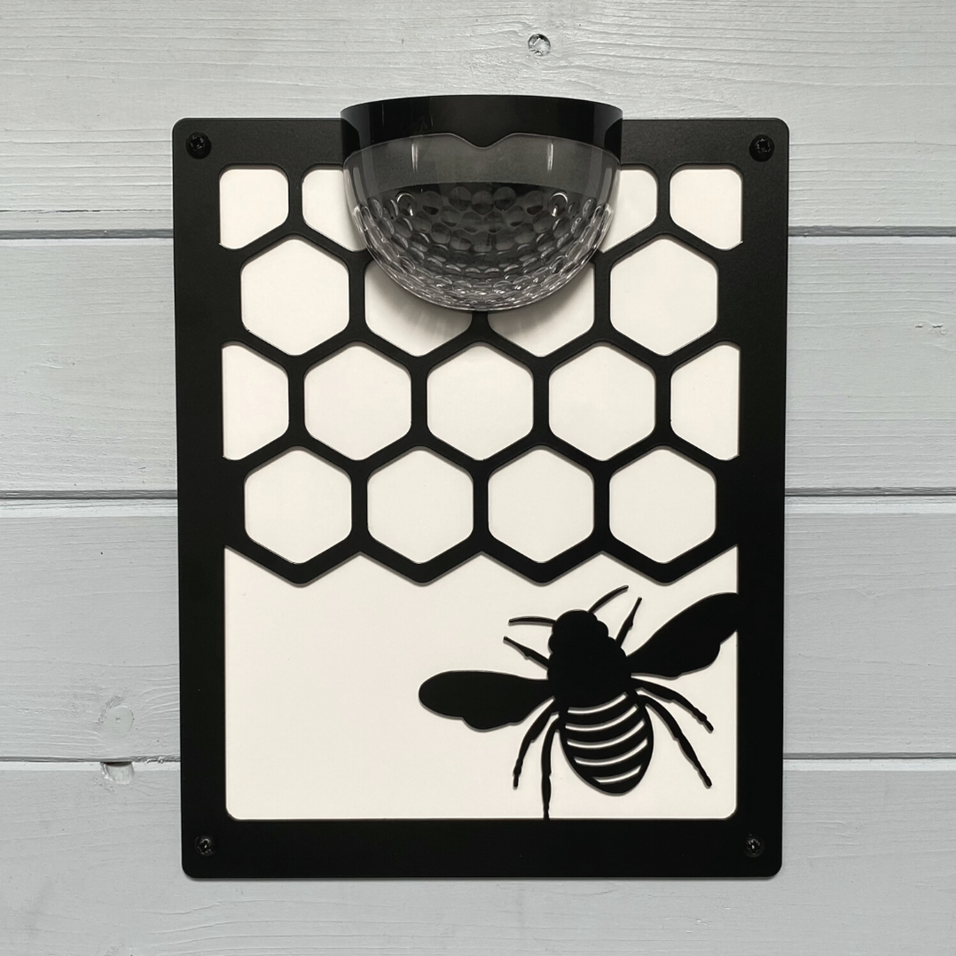 Beehive and Bee design plaque with powerful bright solar powered LED ...
