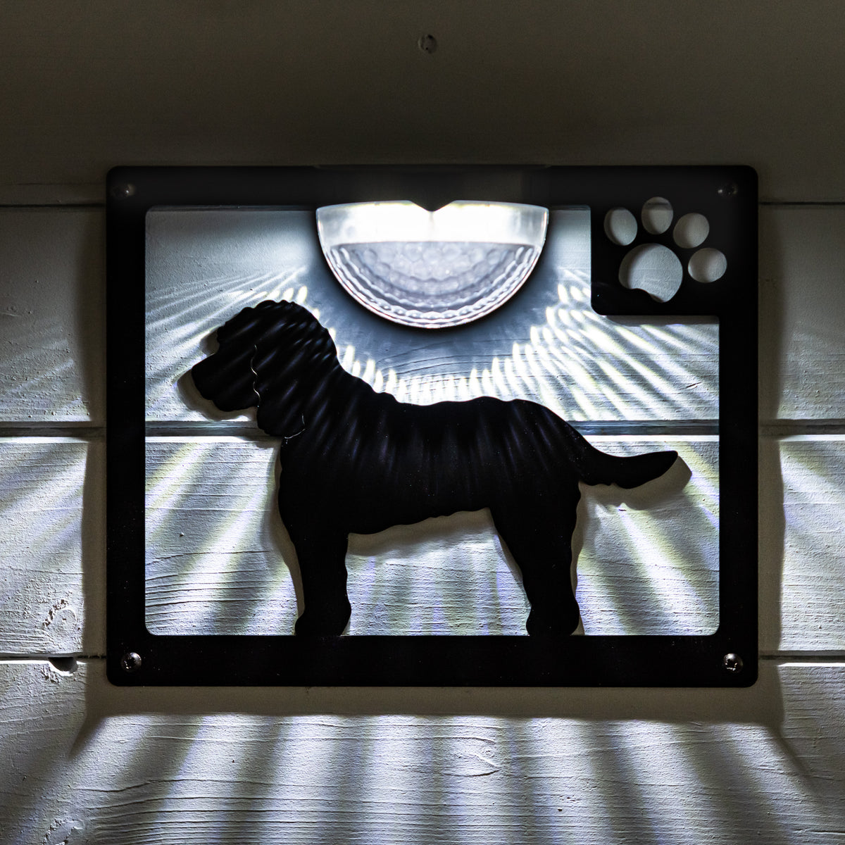 Cockapoo Dog Solar-Powered LED Light Wall Shed Plaque – Flory's Online