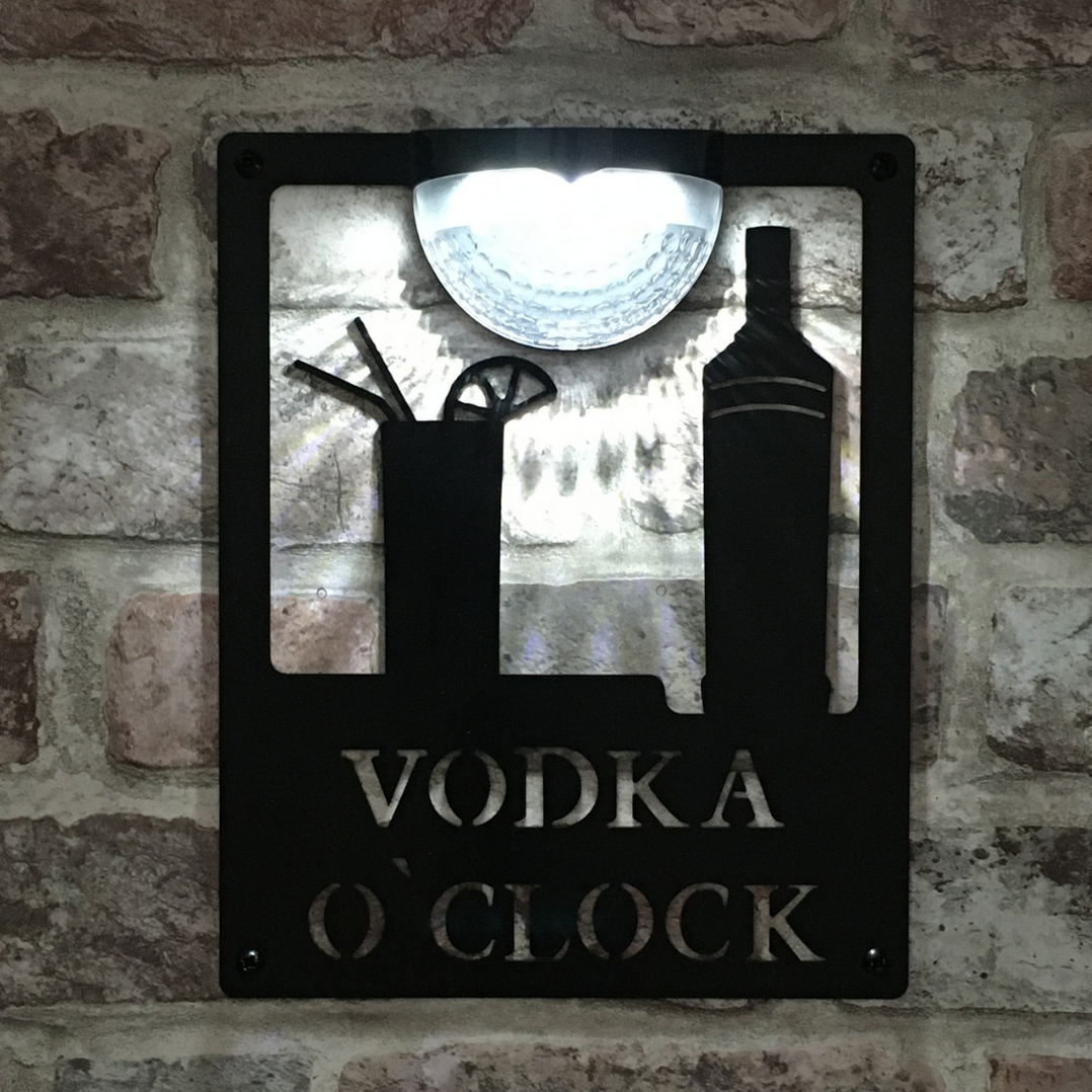 Vodka O'Clock Sign with Solar Powered Light — Flory's Online