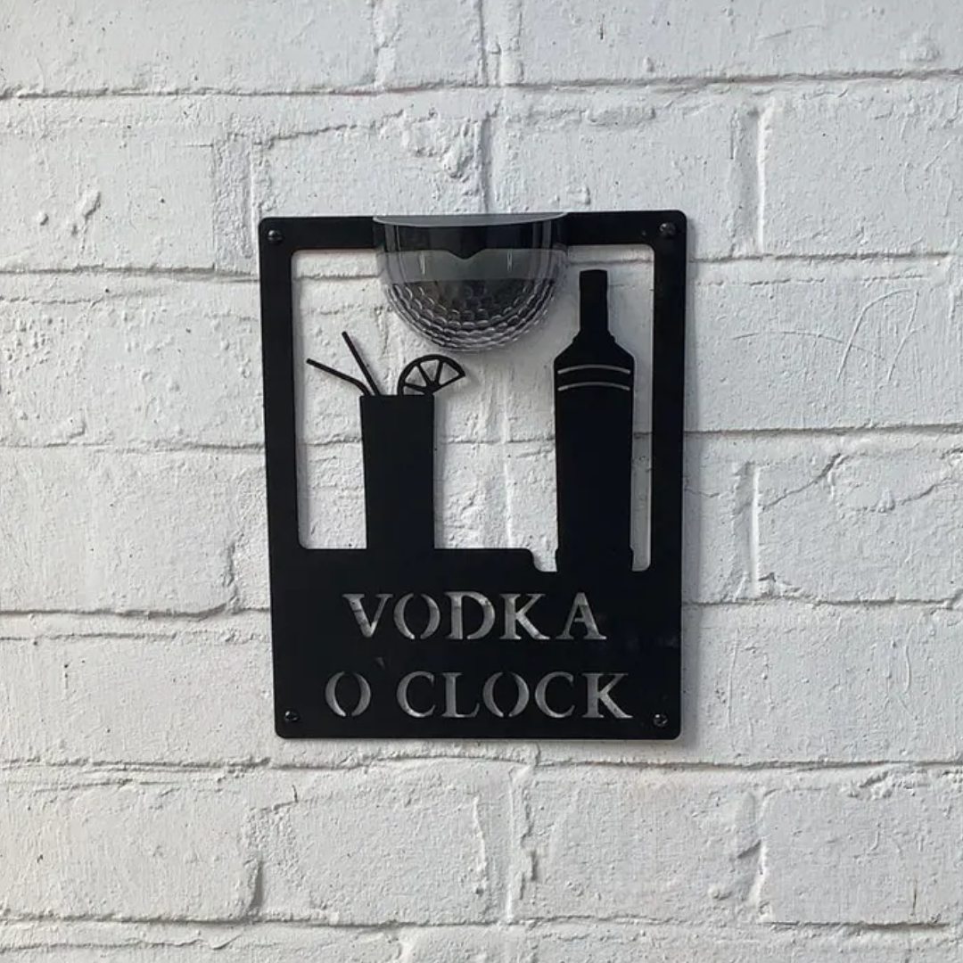 Vodka O'Clock Sign with Solar Powered Light — Flory's Online